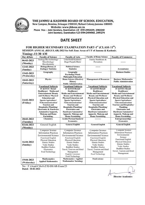 Jkbose Date Sheet 2023 For Class 10 12 Check Live Updates On Jkbose Board Exams