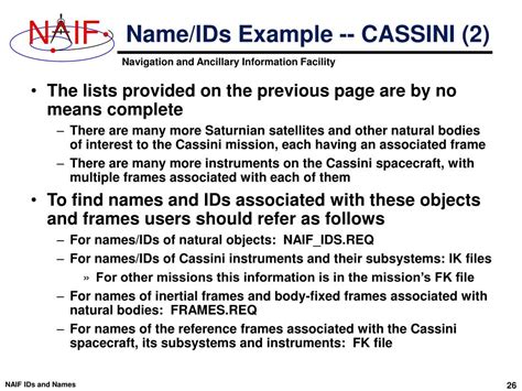 Ppt Naif Ids And Names For Physical Objects And Reference Frames