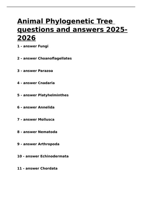 Animal Phylogenetic Tree Questions And Answers Phylogenetic Trees Stuvia Us
