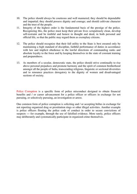 Mha Model Code Of Conduct Indian Police PDF