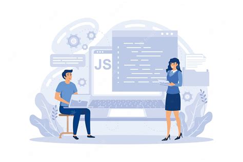 Premium Vector Programmers Using Javascript Programming Language On