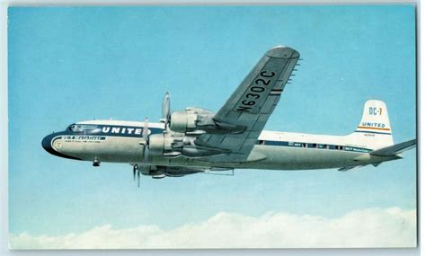 Unused Vintage Postcard United Air Lines New Dc 7s Chrome P2 United