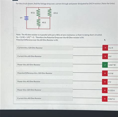 Solved For The Circuit Shown Find The Voltage Drop Over