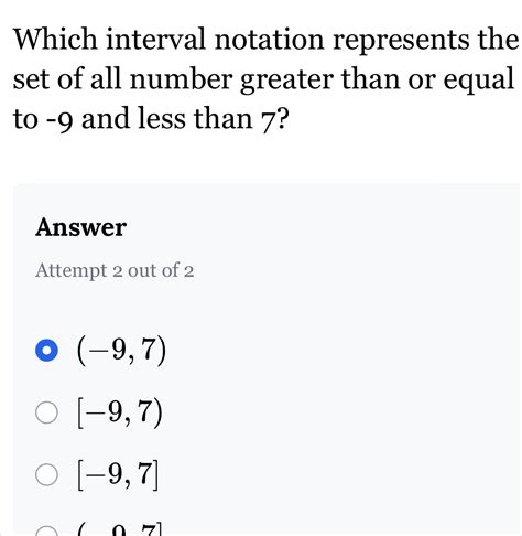 Solved Which Interval Notation Represents The Set Of All Number
