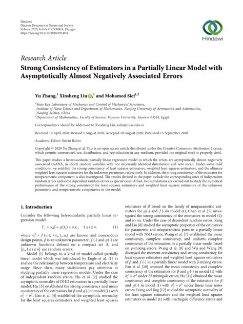 Pdf Strong Consistency Of Estimators In A Partially Linear Model With