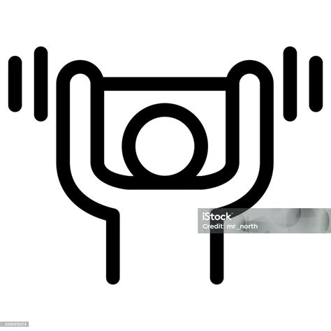 웨이트 리프팅 아이콘 얇은 선 스타일 벡터 일러스트 레이 션 그래픽 디자인 고립 색상에 대한 스톡 벡터 아트 및 기타 이미지 고립 색상 근육 로고 Istock