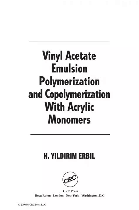 Pdf Vinyl Acetate Emulsion Polymerization And Copolymerization Dokumen Tips