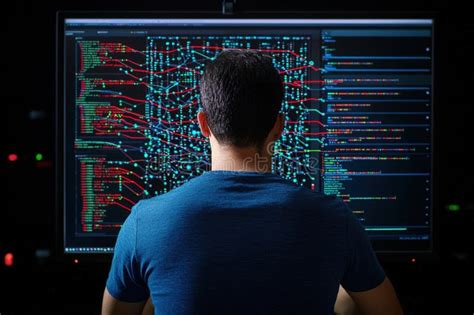 A Programmer Analyzing Complex Data On A Large Screen Showcasing Modern