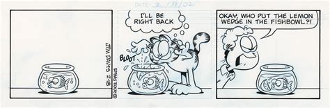Jim Davis Original Signed And Hand Drawn Comic Strip February 18