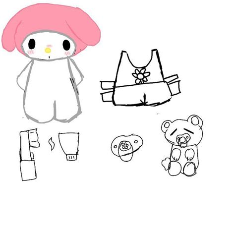 Хелоу китти Винтажные бумажные куклы Милые каракули Милый рисунок