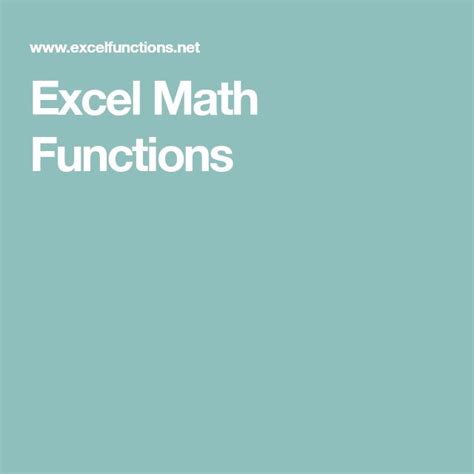 Excel Math Functions Built In Functions And Examples