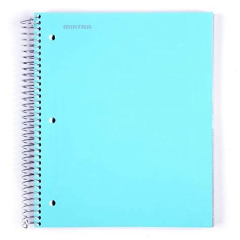 Mintra Durable 5 Subject Spiral Notebook College Ruled 200 Sheets Poly Cover And Pockets