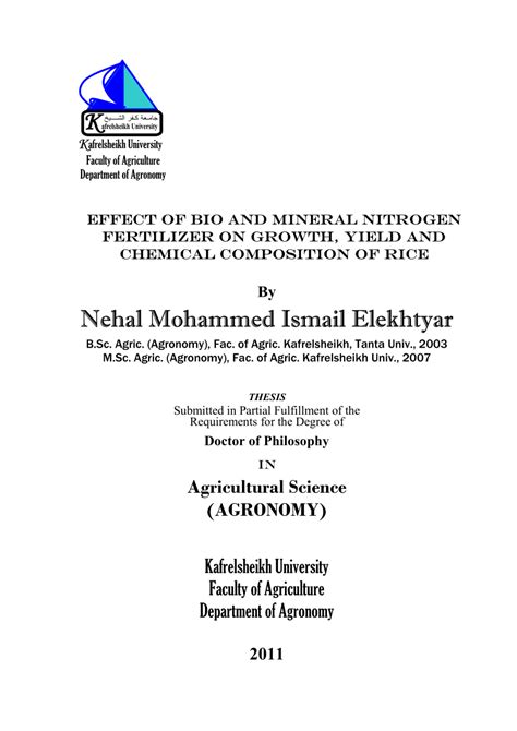 Pdf Effect Of Bio And Mineral Nitrogen Fertilizer On Growth Yield