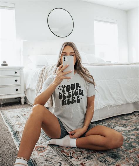 Bella Canvas 3001 Heather Cool Grey Mockup Bella Canvas Mockup Print