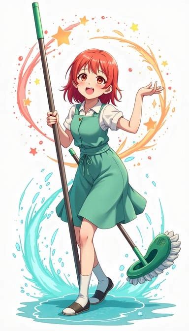 Free Dancing With Mop Image Anime Cleaning Dancing Download At