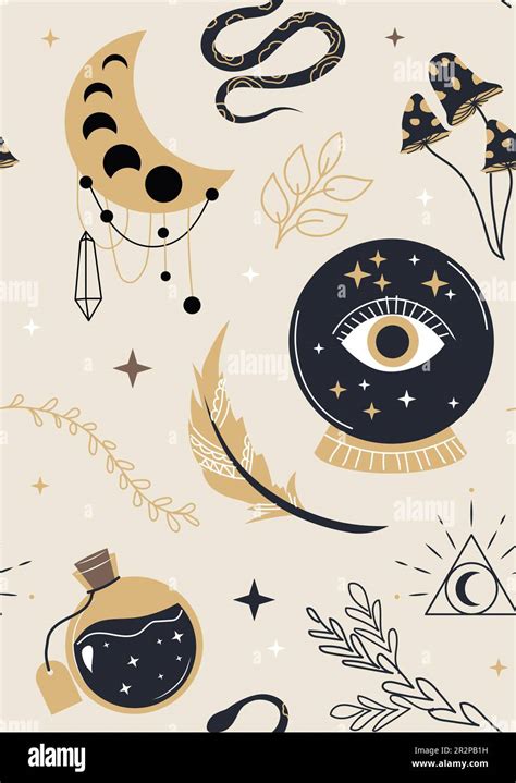 Mystical Seamless Pattern Stock Vector Image And Art Alamy