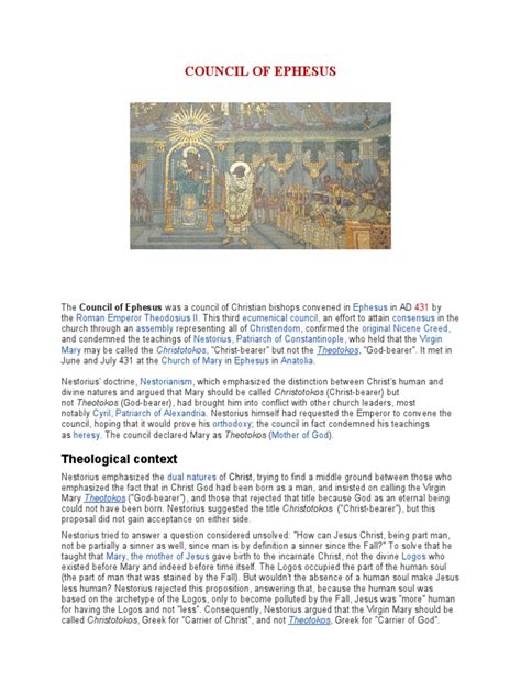 Council Of Ephesus Pdf Christian Theological Movements Christology