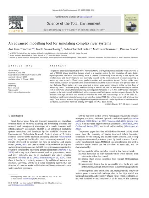 Pdf An Advanced Modeling Tool For Simulating Complex River Systems