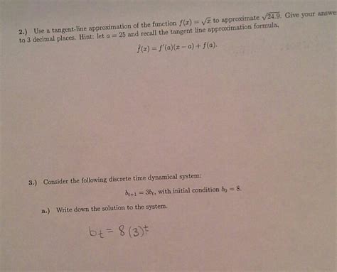 Solved Use A Tangent Line Approximation Of The Function F