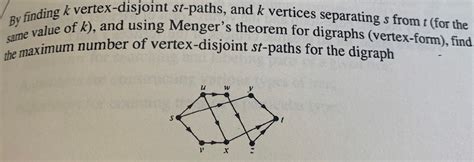Solved By Finding K Vertex Disjoint St Paths And K Vertices
