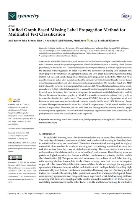 Pdf Unified Graph Based Missing Label Propagation Method For Multilabel Text Classification