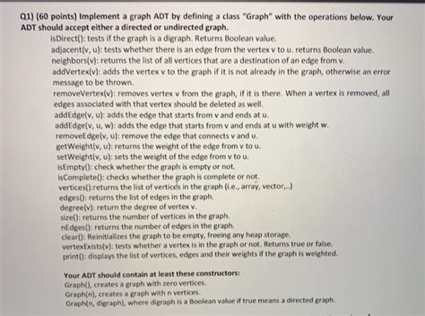 Q1 60 Points Implement A Graph Adt By Defining A