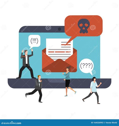 Illustrazione Vettoriale Di Virus Informatici Malware Spam E Attacchi Hacker Vignetta Di