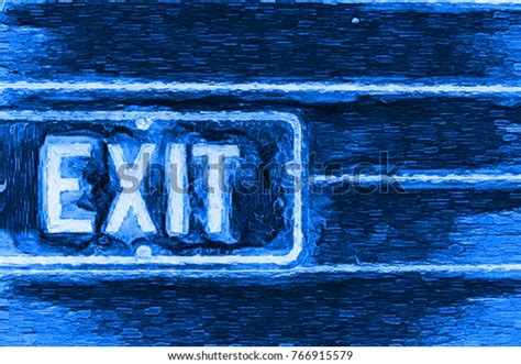 Exit Sign Blue White Theme Stock Illustration Shutterstock