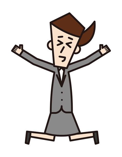 점프와 행복한 사람 춤추는 사람 여성의 그림 무료 일러스트 소재집 Kukukeke