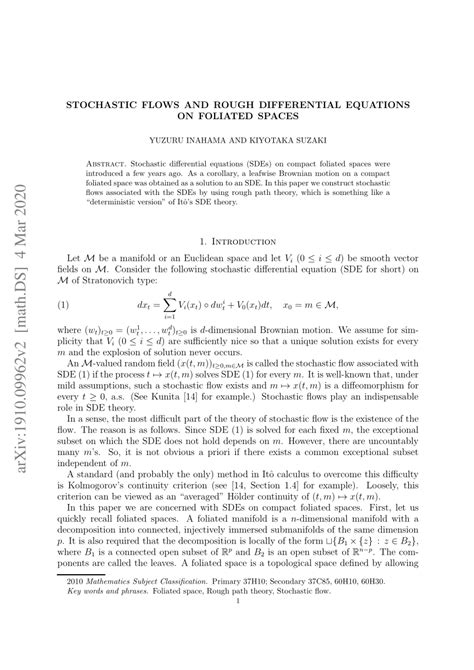 Pdf Stochastic Flows And Rough Differential Equations On Foliated Spaces