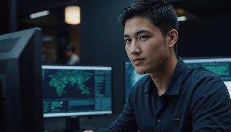 Young Asian Programmer Coding On Laptop In Dimly Lit Room Unveiling The