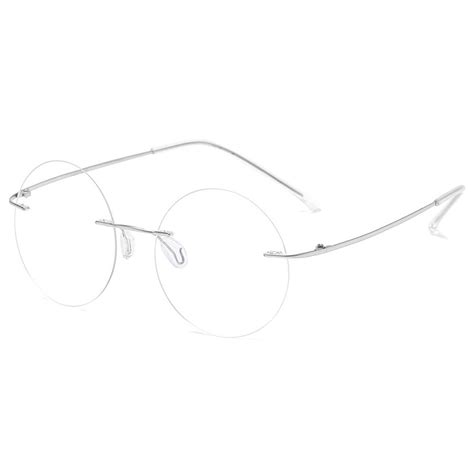 Koosufa Titanium Rimless Round Reading Glasses 35 Blue Light Blocking