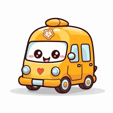 Cute Kawaii Car Chibi Mascot Vector Cartoon Style Premium Ai