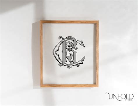 C And R Name Initials Classic Monograms Wedding Monogram Duogram Digital Interwoven Letters