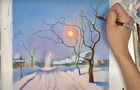 Как нарисовать зимний пейзаж поэтапно Лучшие уроки от Художник Онлайн
