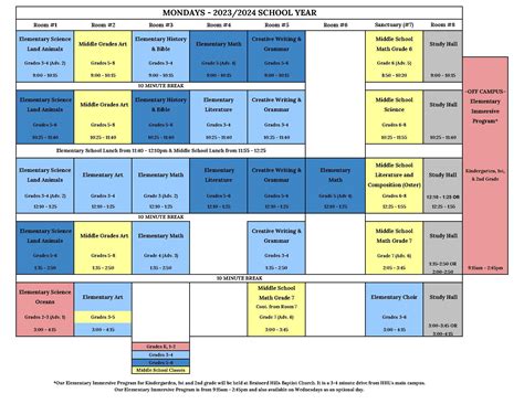 Grid Of Classes Each Day — Hilger Higher Learning