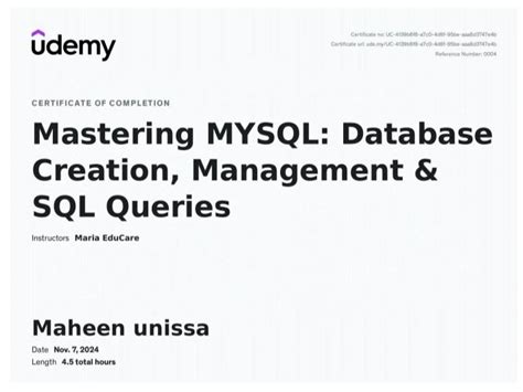 Mysql Sql Databasemanagement Lifelonglearning Certification