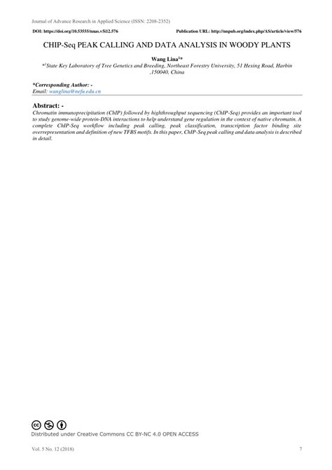 Pdf Chip Seq Peak Calling And Data Analysis In Woody Plants