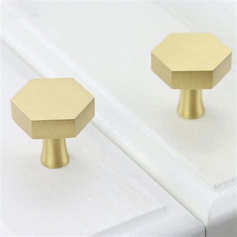 Gold Brass Hexagon Cabinet Drawer Handles Pulls Knobs Cabinet Hardware