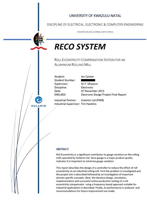 Roll Eccentricity Compensation System For An Aluminium Rolling Mill Pdf