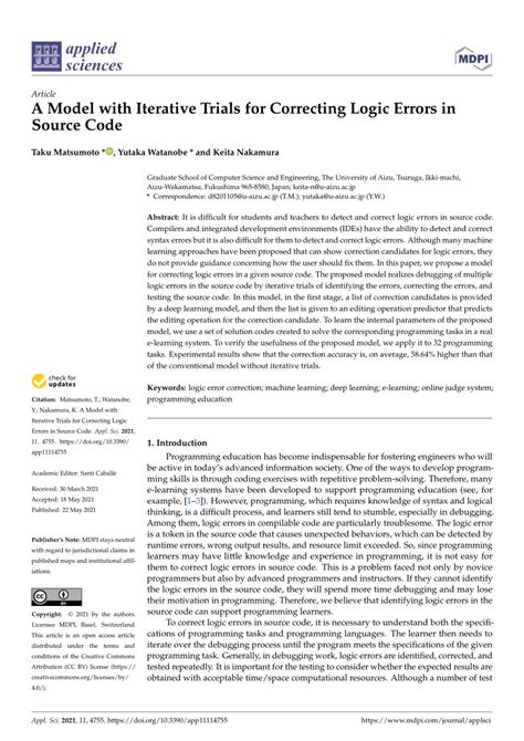 Pdf A Model With Iterative Trials For Correcting Logic Errors In