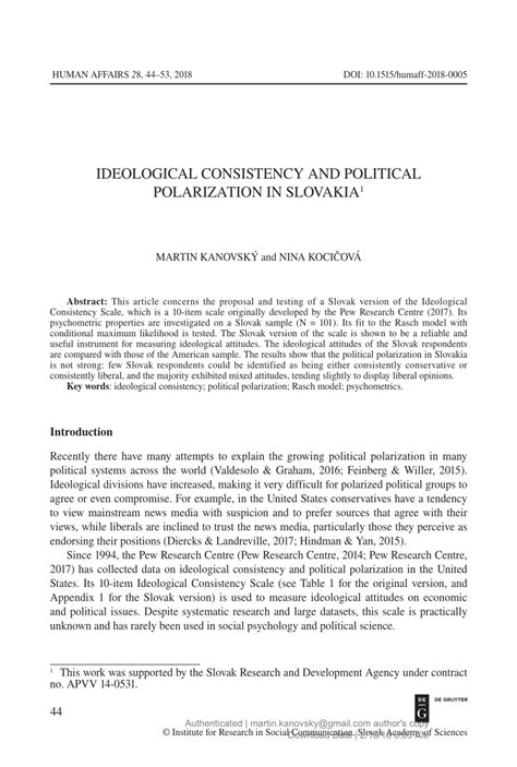 Pdf Ideological Consistency And Political Polarization In Slovakia