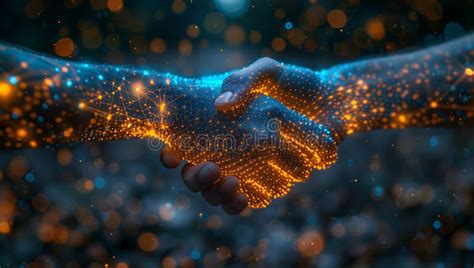 Symbolizing A Digital Handshake Representing Technology And Collaboration In The Modern World