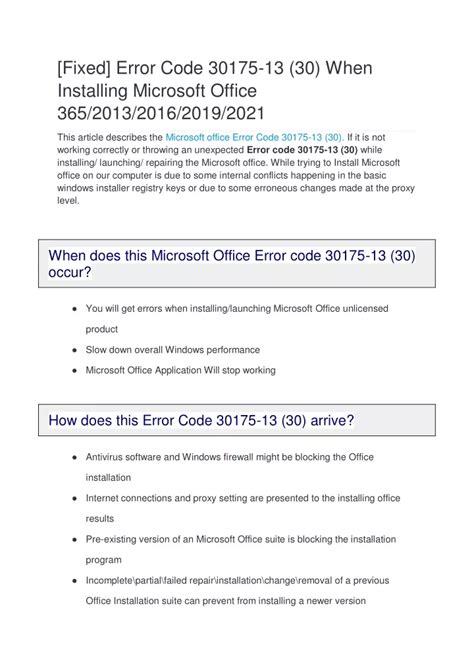 Ppt [fixed] Error Code 30175 13 30 When Installing Microsoft Office 365 2013 2016 Powerpoint