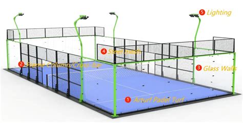 Complete Padel Court Kit Grass Framework Glass Walls And More