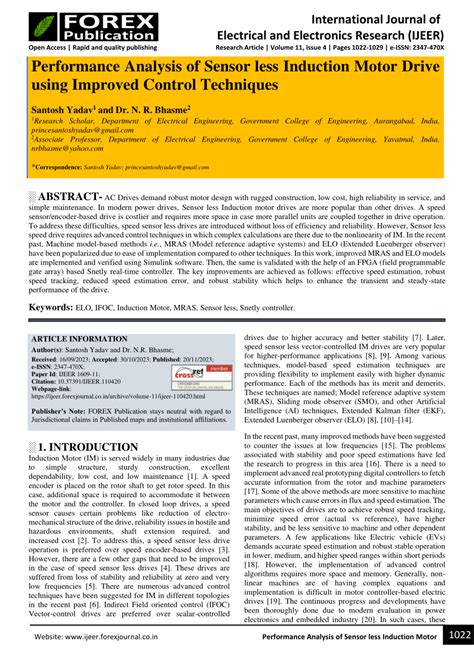 Pdf Performance Analysis Of Sensor Less Induction Motor Drive Using