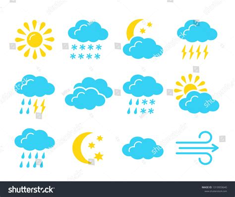 Weather Forecast Symbol Collection Flat Icon Stock Vector Royalty Free 1319959640 Shutterstock