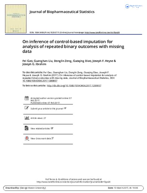 Pdf On Inference Of Control Based Imputation For Analysis Of Repeated