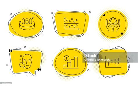 도트 플롯 360도 및 얼굴 검색 아이콘 세트 직원 손 그래프 차트 및 열 다이어그램 표지판 벡터 과학에 대한 스톡 벡터 아트 및 기타 이미지 Istock