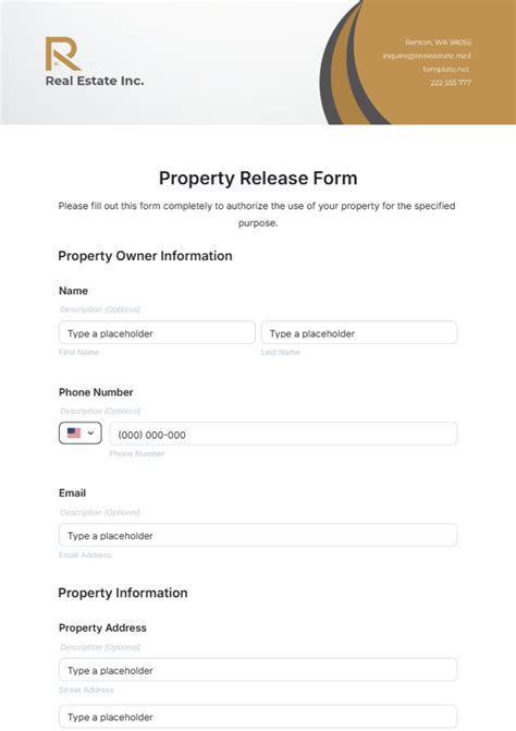 Free Property Release Form Template To Edit Online